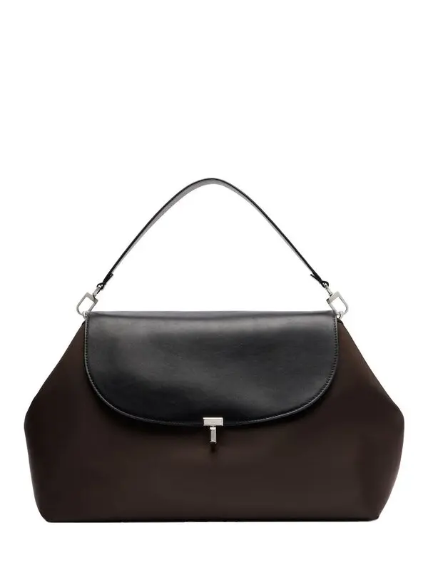TOTEME T-lock Medium Leather-trimmed Shoulder Bag - Brown