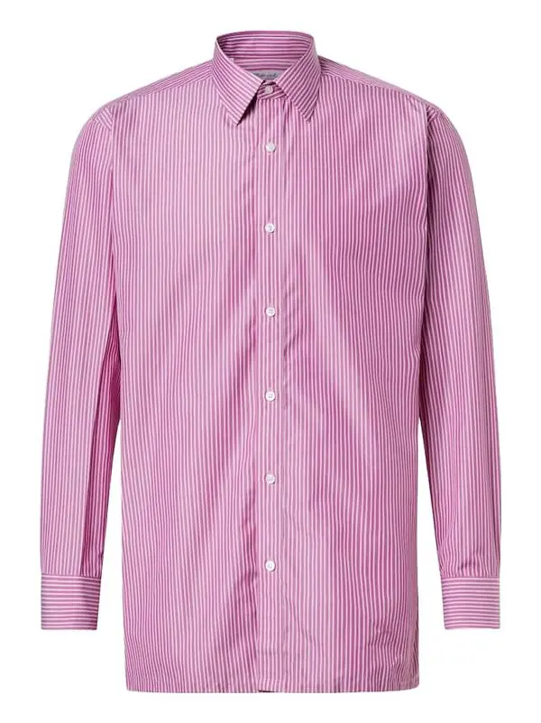 Charvet Striped Cotton Poplin Shirt - Burgundy