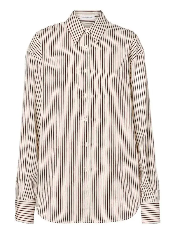 THE FRANKIE SHOP Peri Striped Poplin Shirt - Beige
