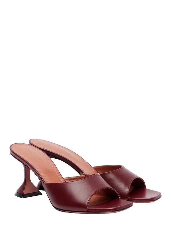 Amina Muaddi Lupita 70 Leather Mules - Burgundy