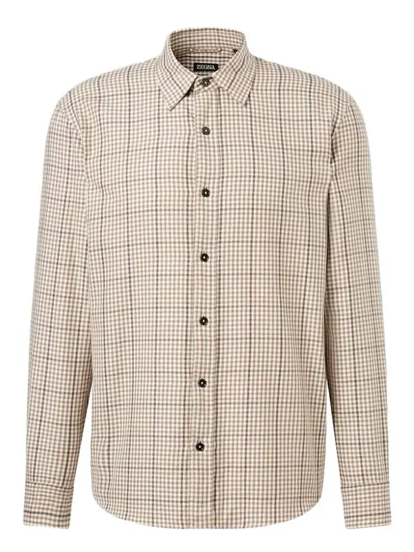 Zegna Checked Cotton Shirt - Brown
