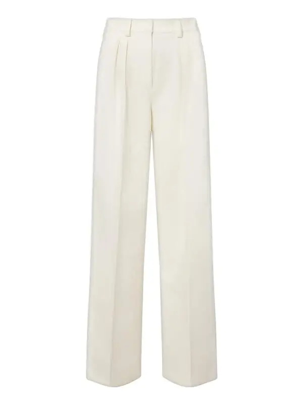 Max Mara Molo Pleated Wool And Cotton-blend Pants - White