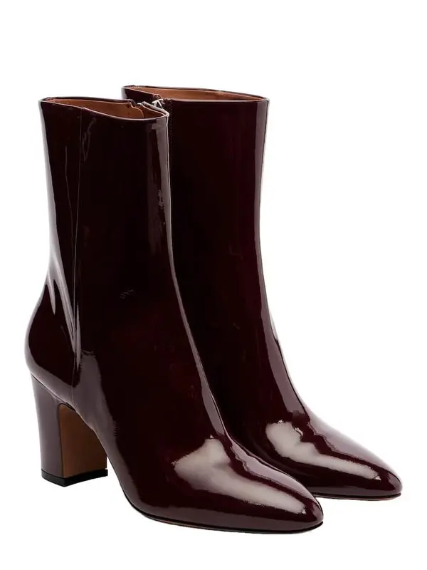 Paris Texas Lavinia 75 Patent Leather Ankle Boots - Burgundy