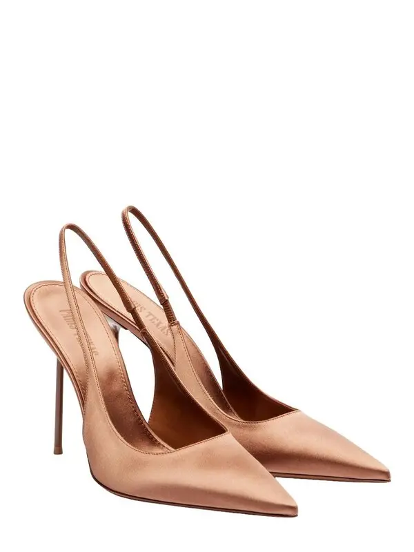 Paris Texas Lidia 105 Satin Slingback Pumps - Beige