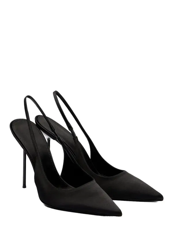 Paris Texas Lidia 105 Satin Slingback Pumps - Black