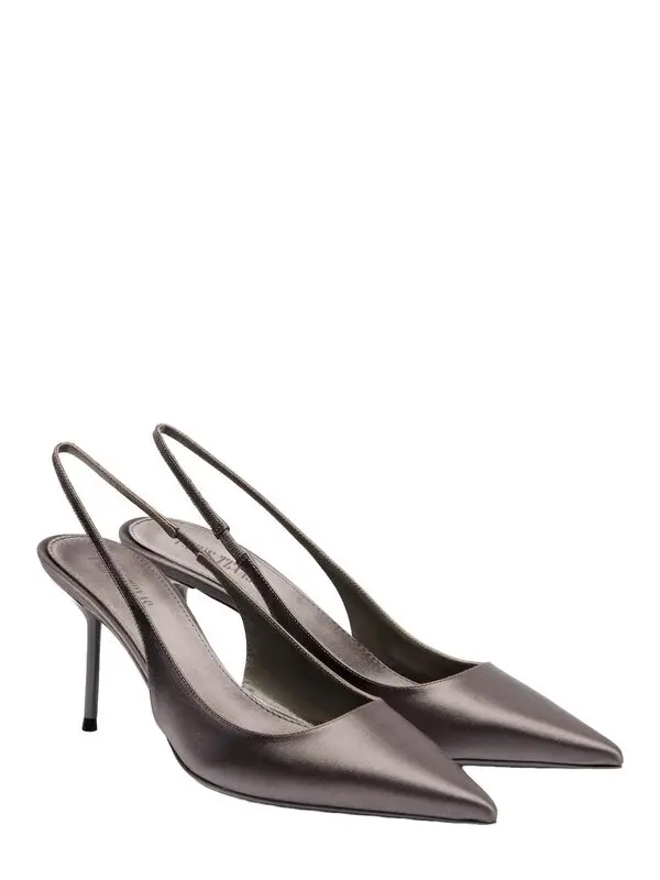 Paris Texas Lidia 70 Satin Slingback Pumps - Grey