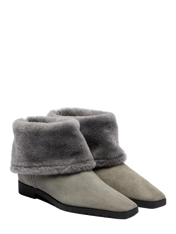 TOTEME Suede And Shearling Ankle Boots - Grey
