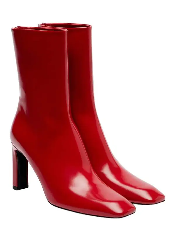 TOTEME Bar 85 Leather Ankle Boots - Red