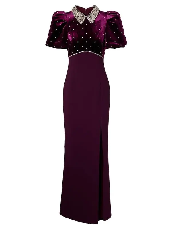 Rebecca Vallance Charles Embellished Velvet Gown - Purple