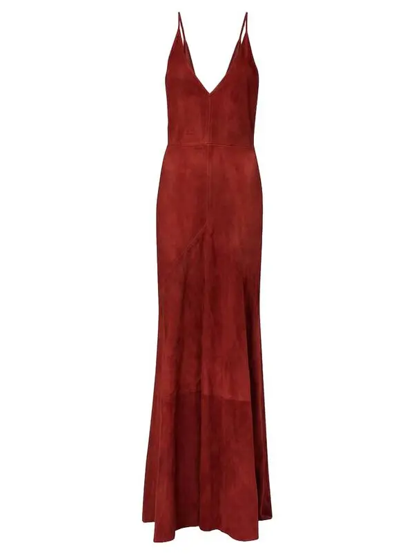 Gabriela Hearst Brigita Suede Maxi Dress - Brown