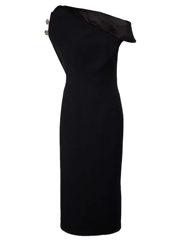 Safiyaa Reina Asymmetric Embellished Midi Dress - Black