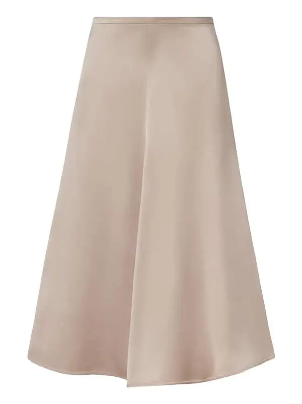 Brunello Cucinelli Silk Midi Skirt - Beige