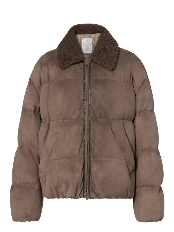 Brunello Cucinelli Suede Down Jacket - Brown