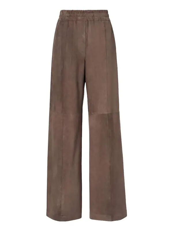 Brunello Cucinelli Suede Wide-leg Pants - Brown