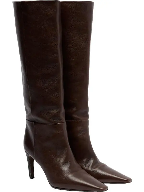 Brunello Cucinelli Monili Leather Knee-high Boots - Brown