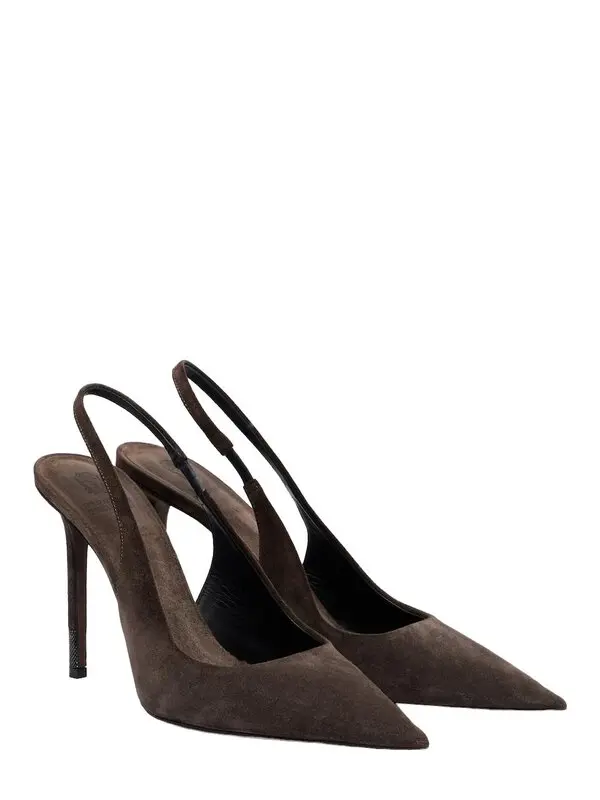 Brunello Cucinelli Monili Suede Slingback Pumps - Brown