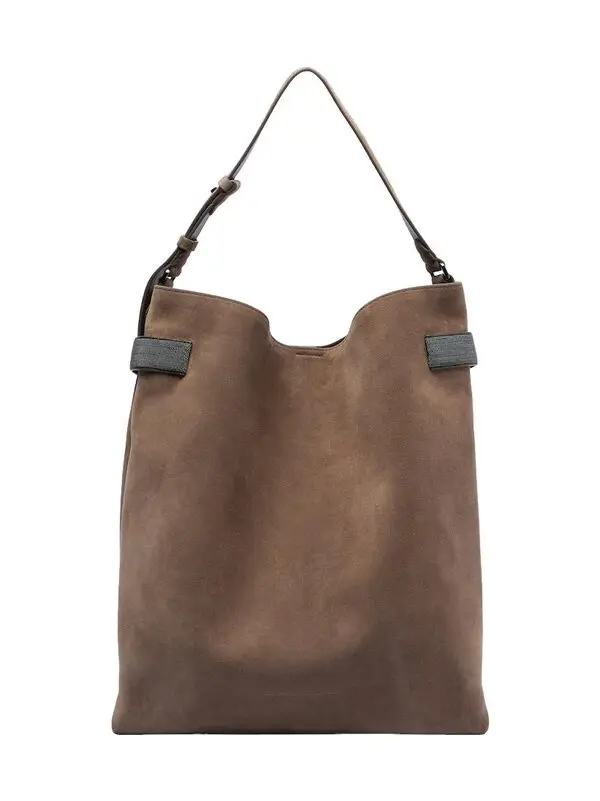 Brunello Cucinelli Suede Shoulder Bag - Brown