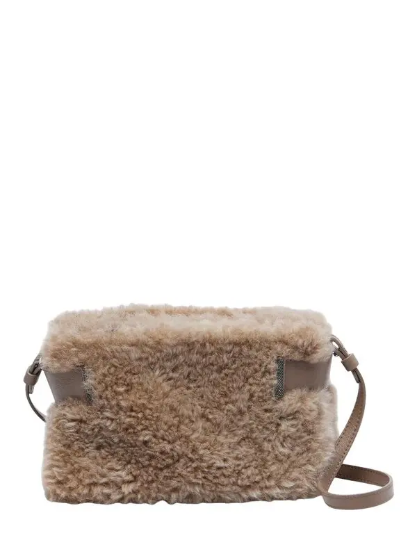 Brunello Cucinelli Small Shearling Clutch - Beige