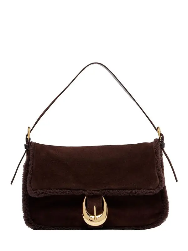 Staud Harlow Medium Suede Shoulder Bag - Brown