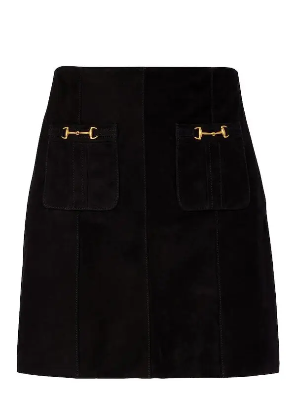Rixo Wiley Suede Miniskirt - Black