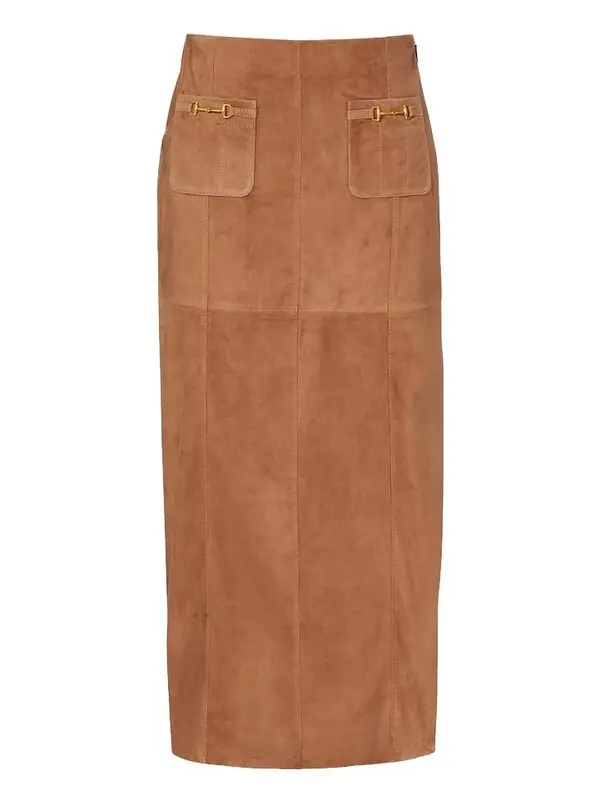 Rixo Edwina High-waist Suede Maxi Skirt - Beige