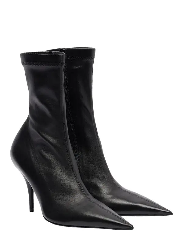 Balenciaga Avenue 90 Leather Ankle Boots - Black