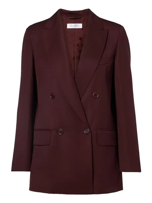 Max Mara Farad Double-breasted Virgin Wool Blazer - Burgundy