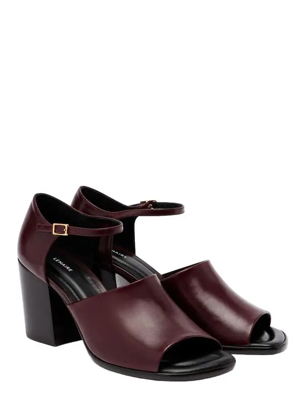 LEMAIRE 80 Leather Sandals - Burgundy