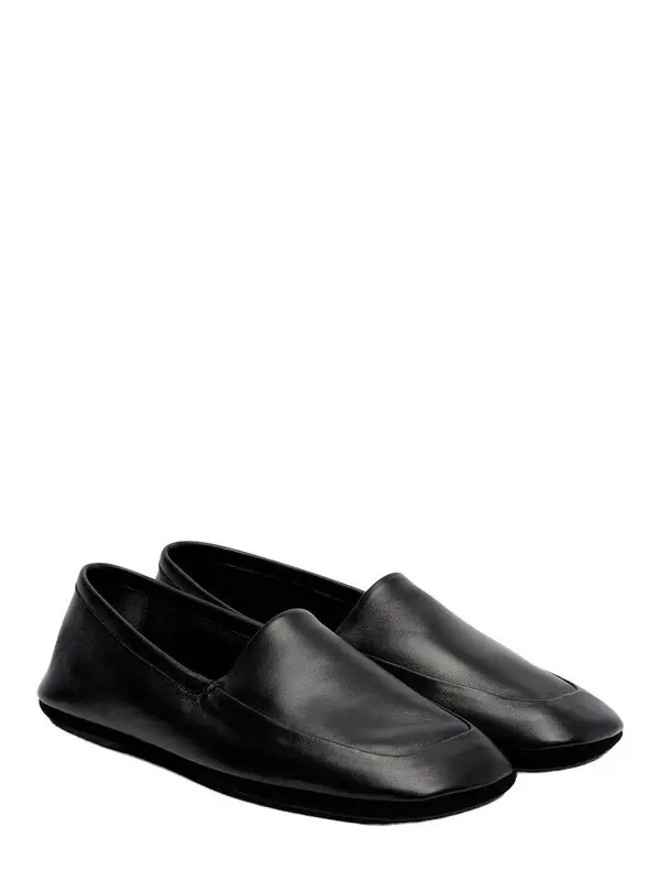 LEMAIRE Leather Slippers - Black