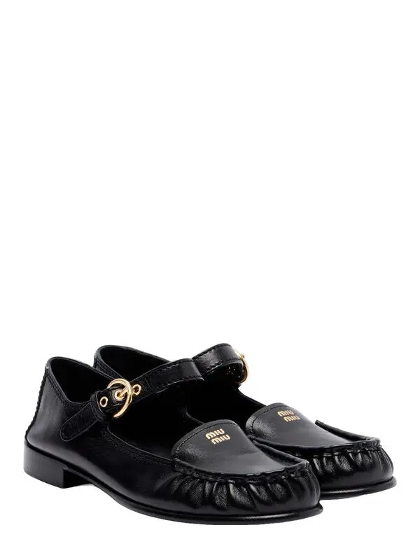 Miu Miu Leather Loafers - Black