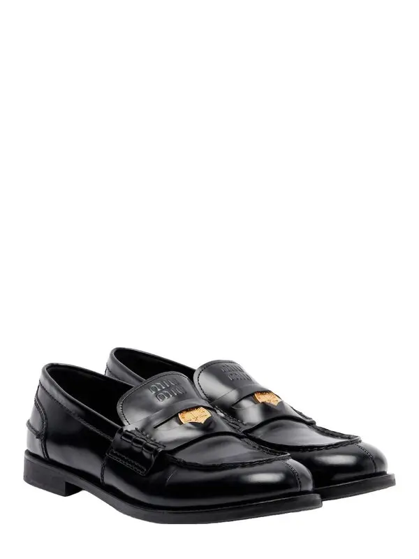 Miu Miu Leather Loafers - Black