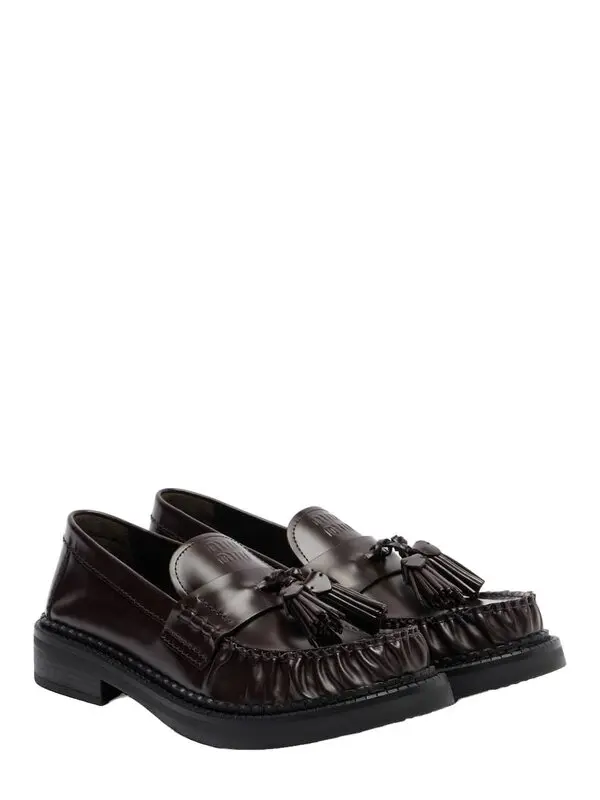 Miu Miu Leather Loafers - Brown