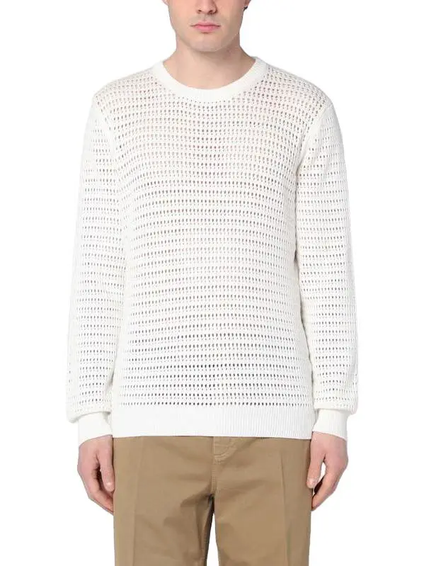 ROBERTO COLLINA Perforated Cotton Sweater - White