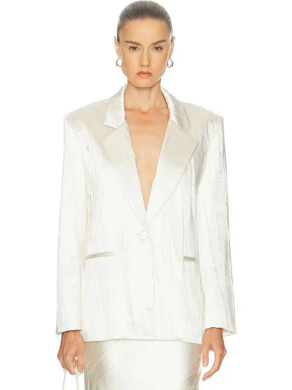 Brandon Maxwell Nell Crushed Stain Blazer - Ivory