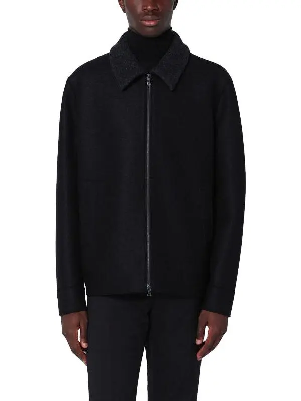 Harris Wharf London Zip-up Virgin Wool Jacket - Black