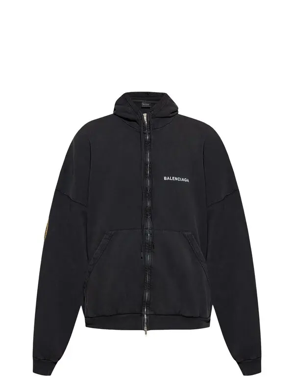 Balenciaga Large Zip-up Hoodie - Black