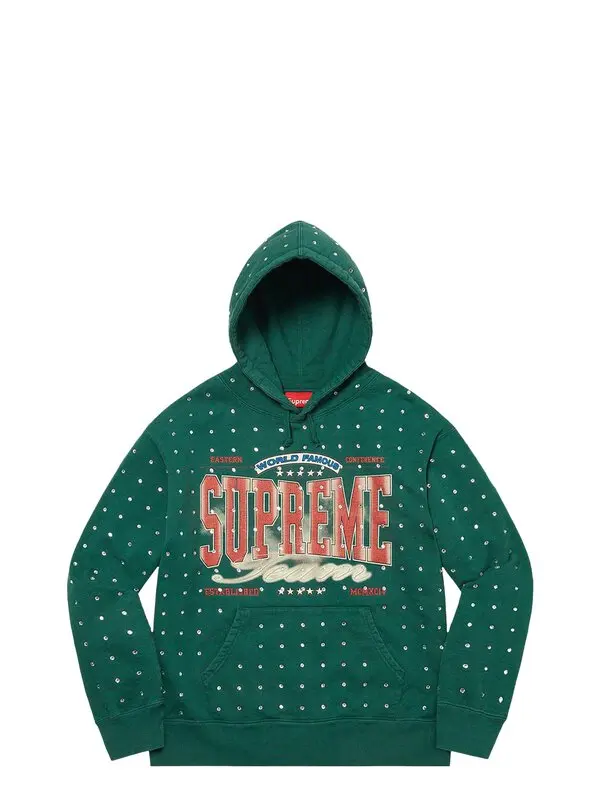 Supreme Rhinestone Hooded Sweatshirt - Green