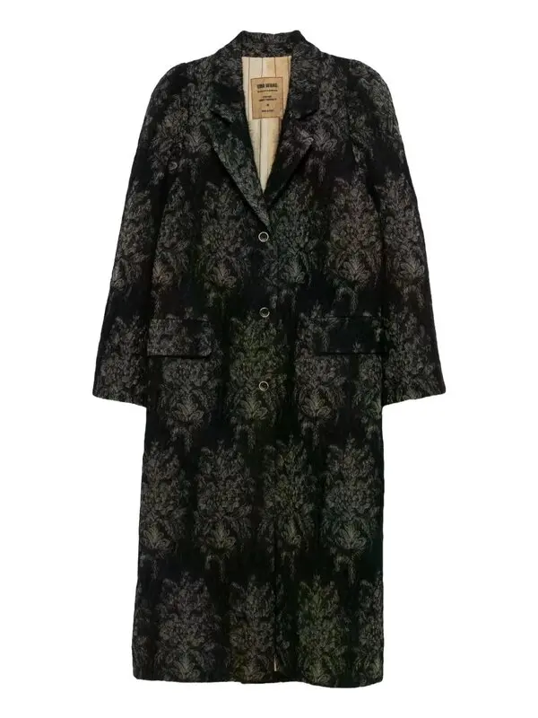 UMA WANG Floral-motif Single-breasted Coat - Black