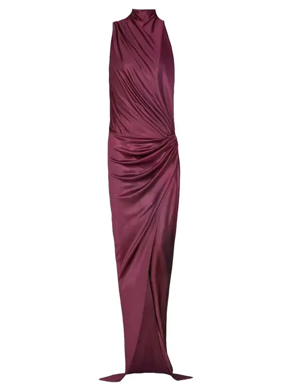 Balmain Draped High-neck Maxi Dress - Red