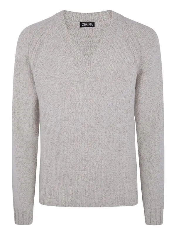 Zegna Cashmere And Wool V-neck Top - Beige
