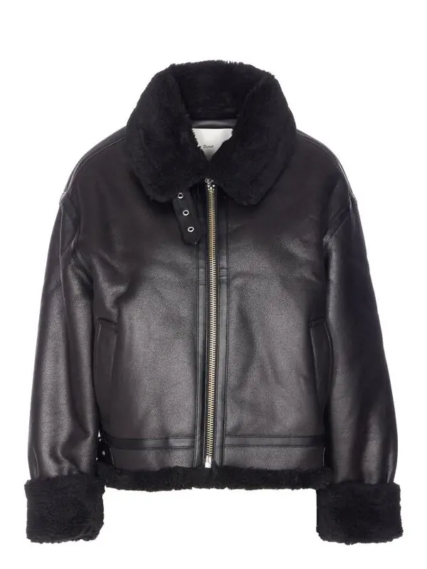 DUNST Faux Fur Leather Jacket - Black