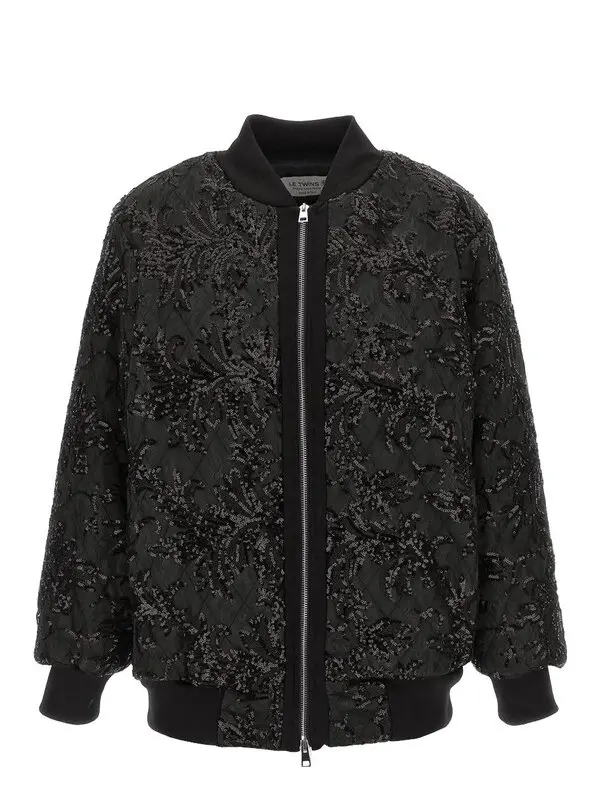 LE TWINS Belluno Lace Bomber Jacket - Black