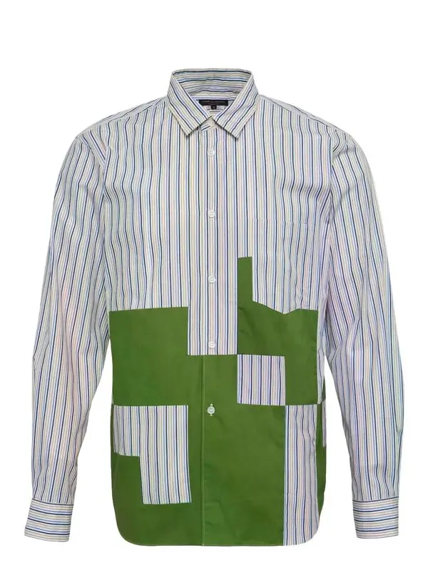 Comme Des Garçons Striped Patchwork Shirt - Blue