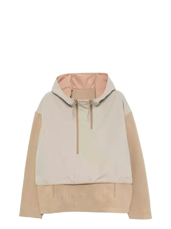 CROQUIS Paneled Half Zip Hoodie - Neutrals