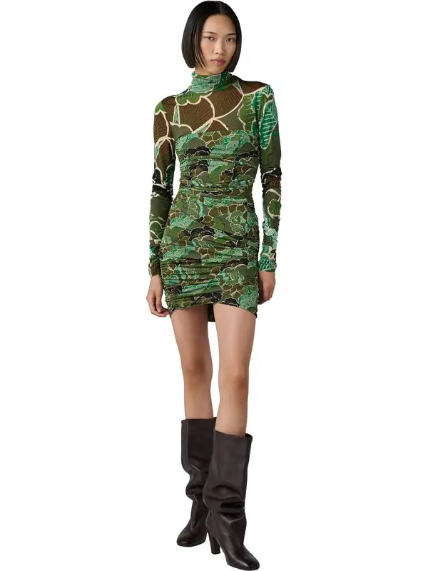 Diane Von Furstenberg Clarabella Mini Dress - Tiny Camo Cloud Cavalo