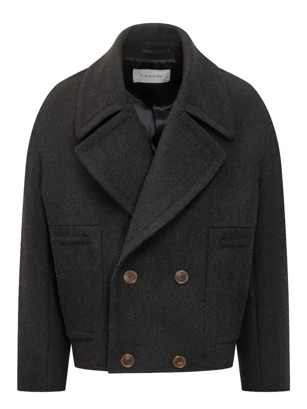 LANVIN Short Peacoat In Virgin Wool - Black