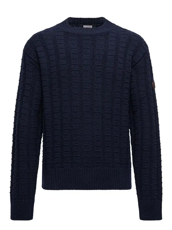 Moncler Wool And Cashmere Crew Neck Sweater - Blue