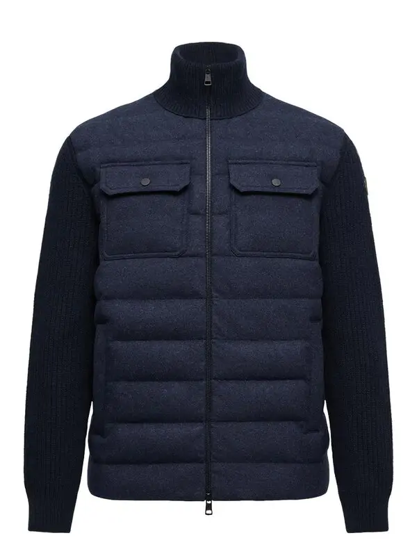 Moncler Padded Wool Zip-up Cardigan - Blue