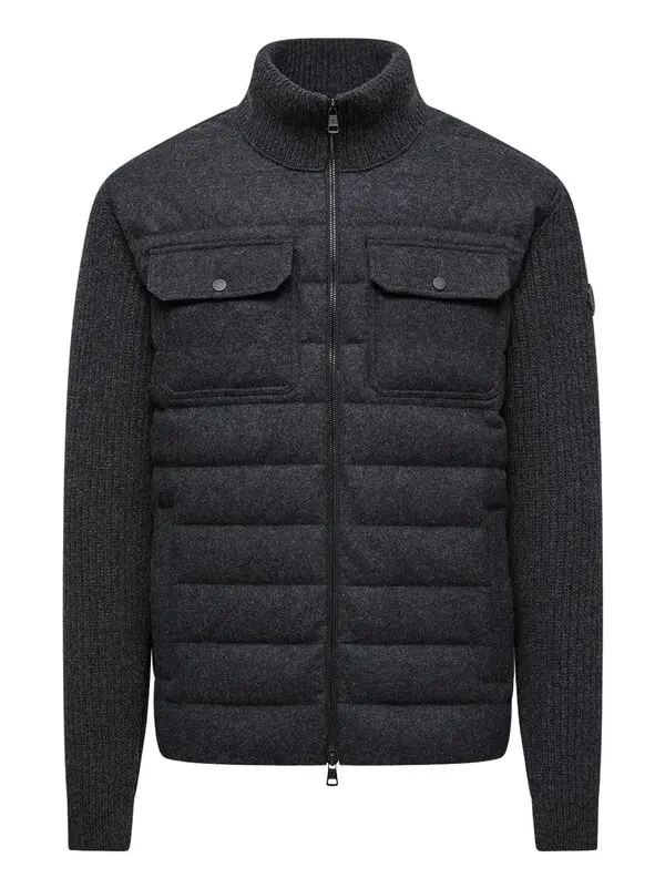 Moncler Padded Wool Zip-up Cardigan - Grey