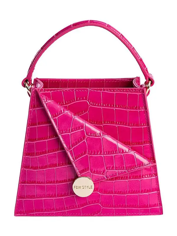 F & W STYLE Kandi Croc Embossed Leather Handbag - Pink